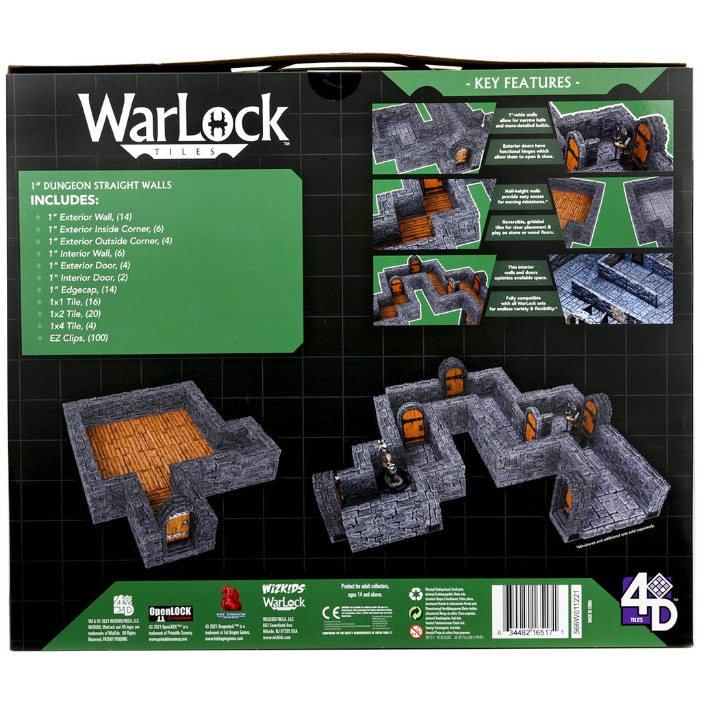 WarLock Tiles: Expansion Pack - 1 in. Dungeon Straight Walls – WizKids